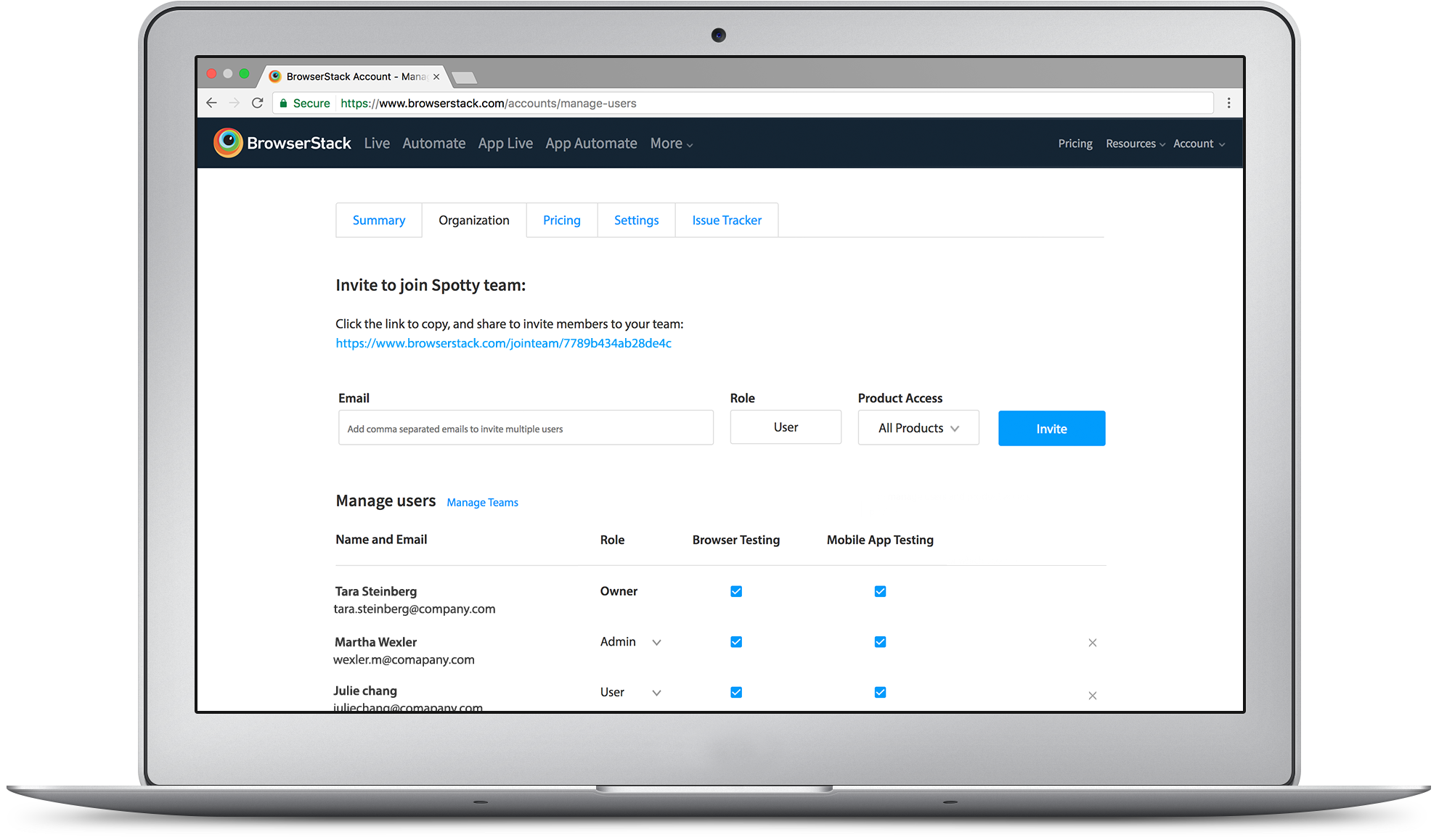 App Live Features - BrowserStack