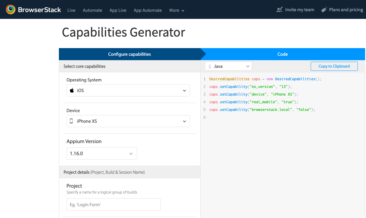 Appium Desired Capabilities for Android & iOS | BrowserStack