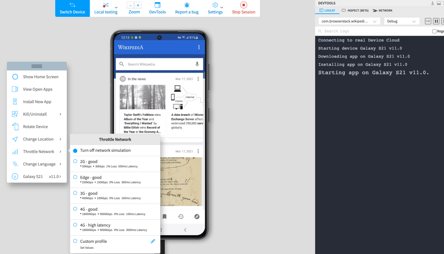 How to simulate slow internet connection on iOS & Android | BrowserStack
