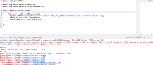 SessionNotCreatedException in Selenium | BrowserStack