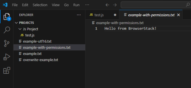 How to Write Files using fs.writeFileSync in Node.js | BrowserStack