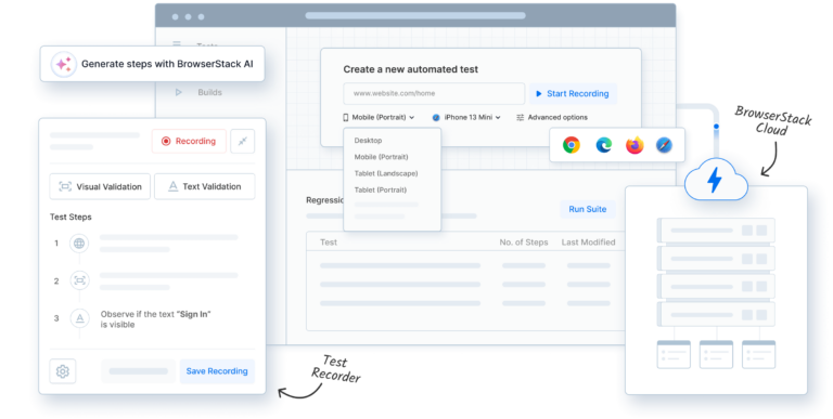 BrowserStack Low-Code Automation - Features | BrowserStack